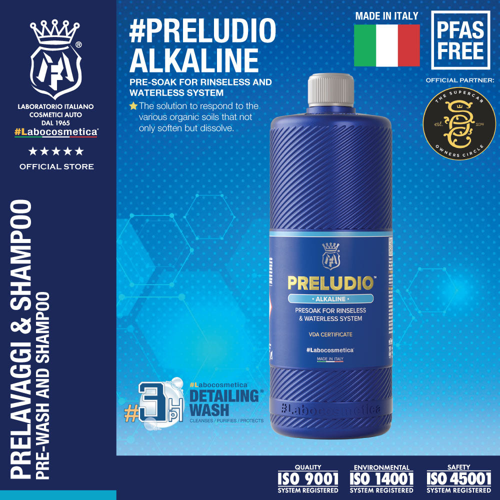Labocosmetica PRELUDIO ALKALINE 1 Litre (Pre-soak Waterless Wash for O ...