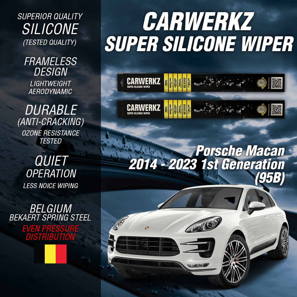 Carwerkz Silicone Wipers for Porsche Macan 2014-2023 1st Generation 95 ...