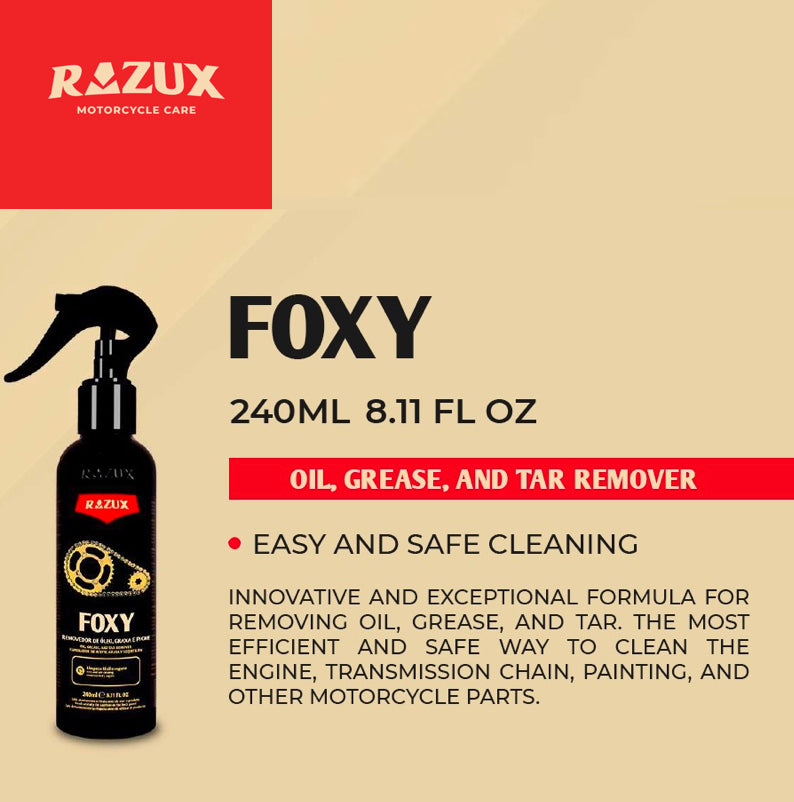Razux Foxy 240ml (Chain cleaner, oil grease and tar remover) – CarWerkz.com