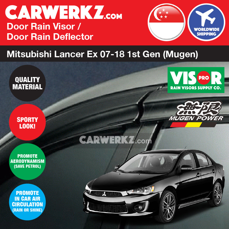 VISOR PRO Mitsubishi Lancer Ex 2007-2018 9th Generation Door Rain Viso ...